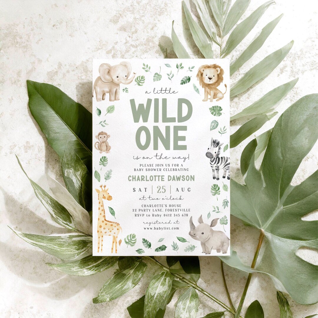 Wild One Baby Shower Invitation, Safari Baby Shower, Wild One Jungle ...