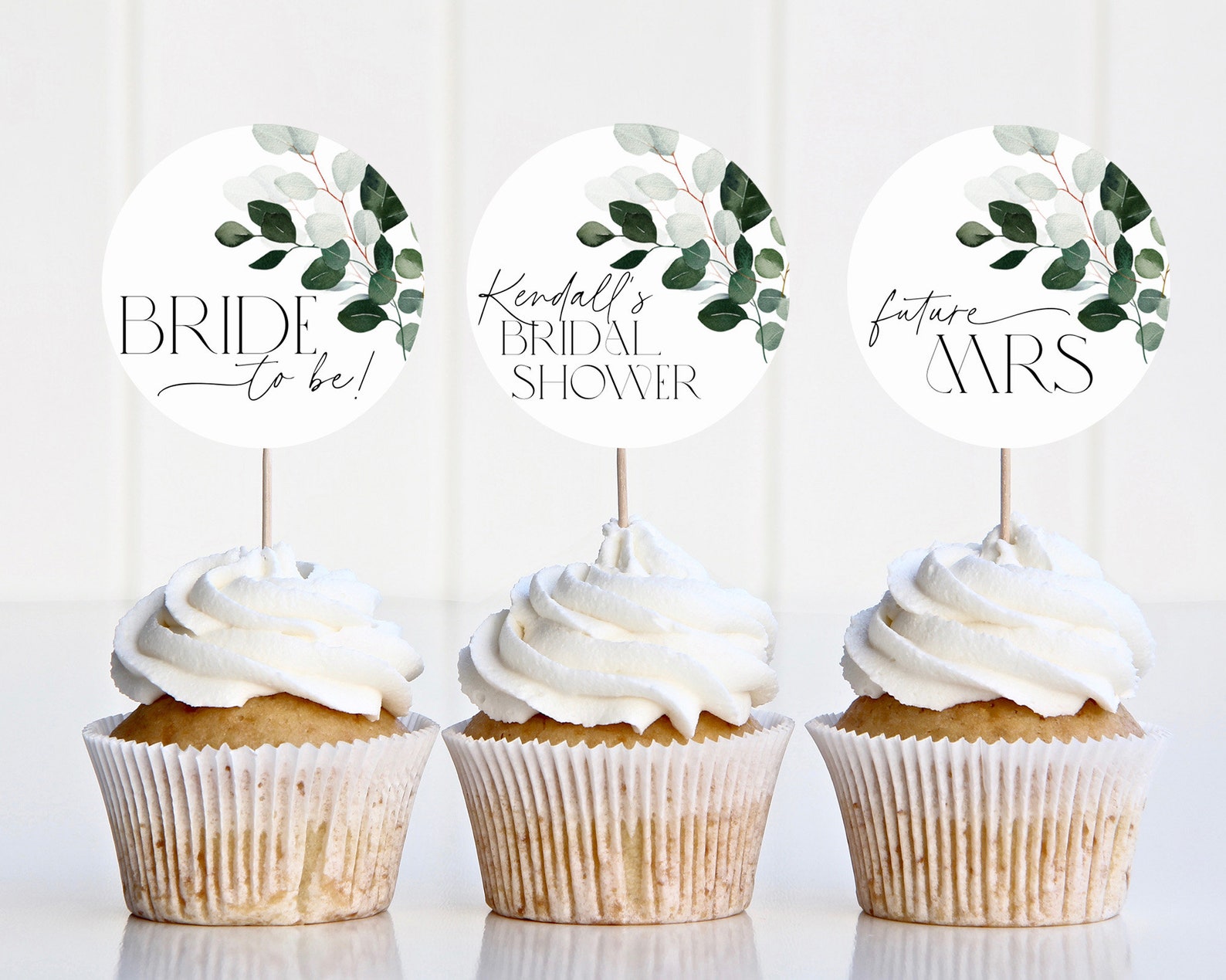 Greenery Cupcake Toppers Bridal Shower Cupcake Toppers - Etsy