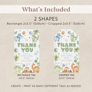 Dinosaur Favor Tags Printable, Dino Birthday Favour Tags, Thank You ...