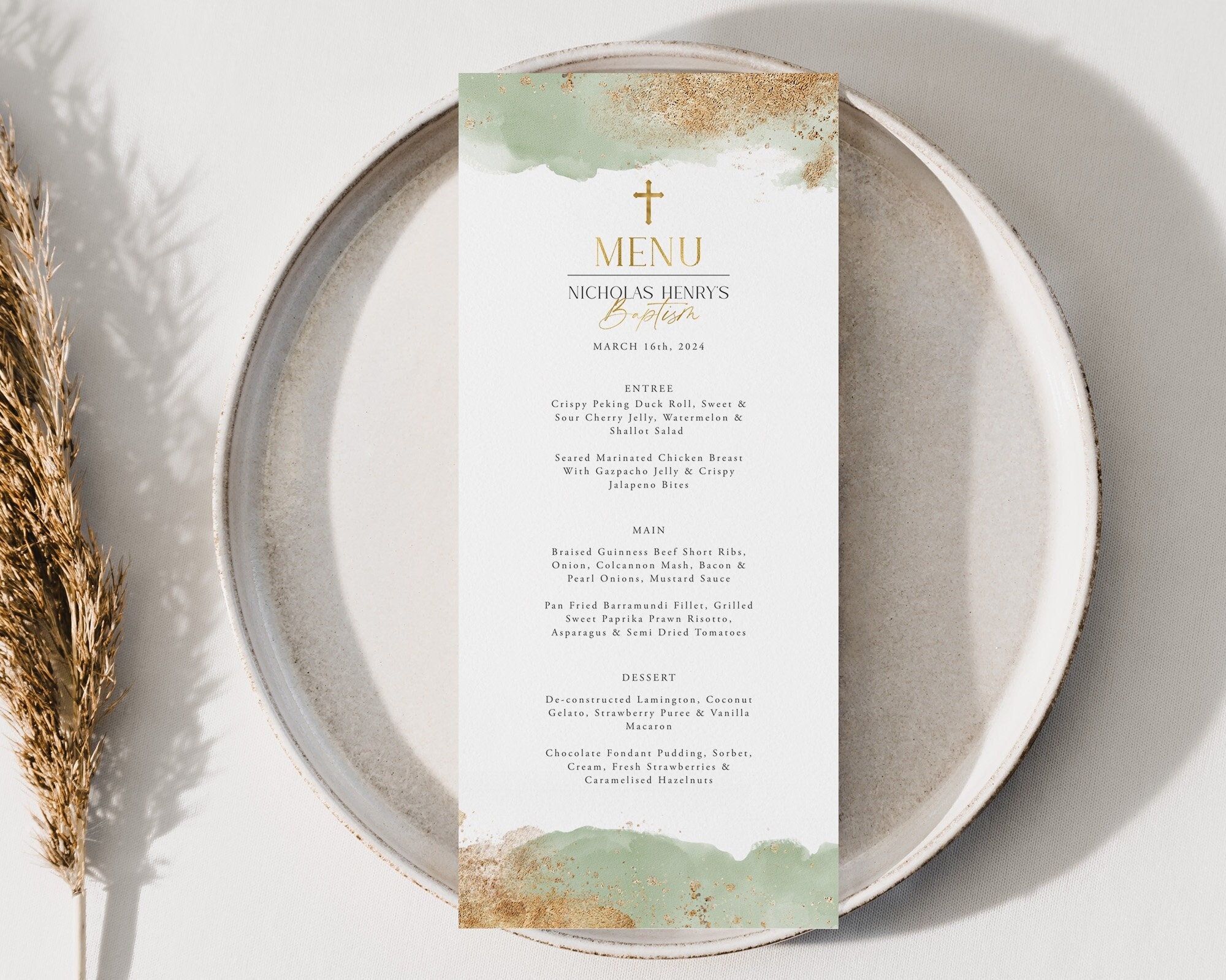 Christening Menu Template, Printable Baptism Menu Template, Printable ...