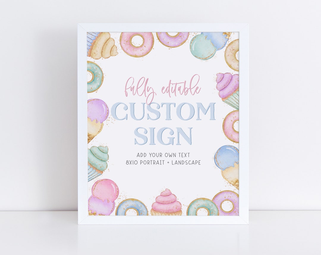 Sweet One Editable Sign, Custom 8x10 Sign, Printable Pastel Sign 8x10 ...