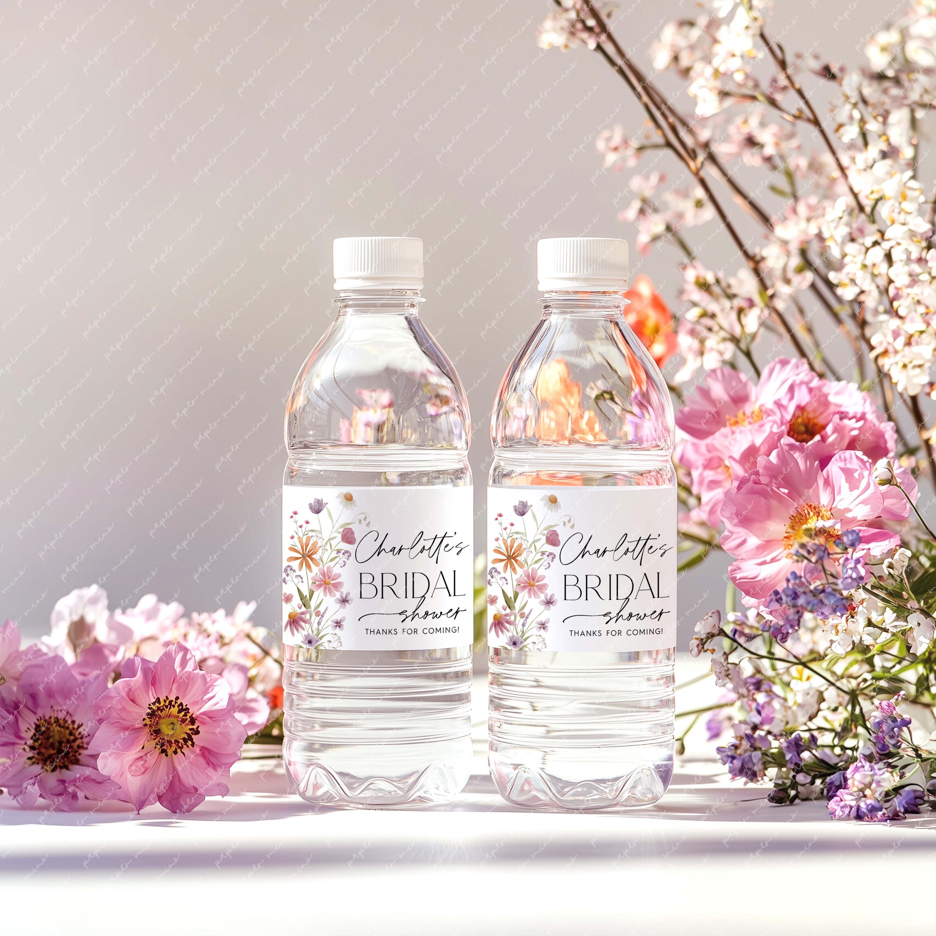 Wildflower Water Bottle Label, Bridal Shower Water Label, Printable ...