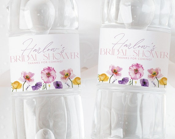 Floral Water Bottle Label Bridal Shower Water Label - Etsy