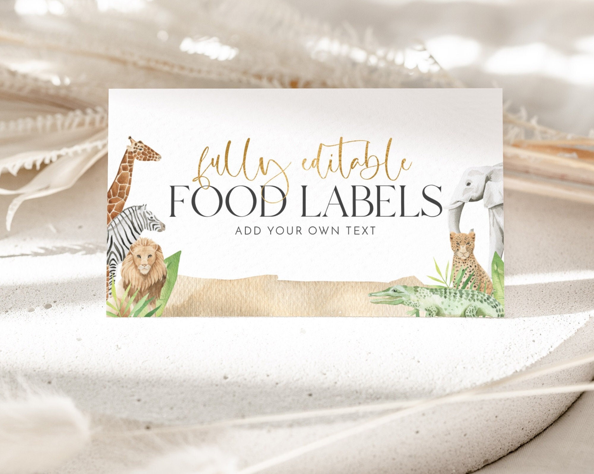 Wild One Food Labels Safari Food Label Card Food Tent Card - Etsy