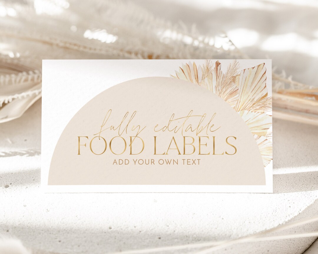 Baby Shower Food Labels, Boho Food Label Card, Food Tent Cards, Food ...