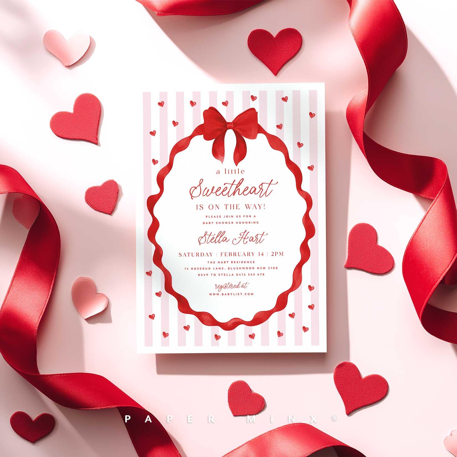 Little Sweetheart Baby Shower Invitation Template, Valentine's Day ...