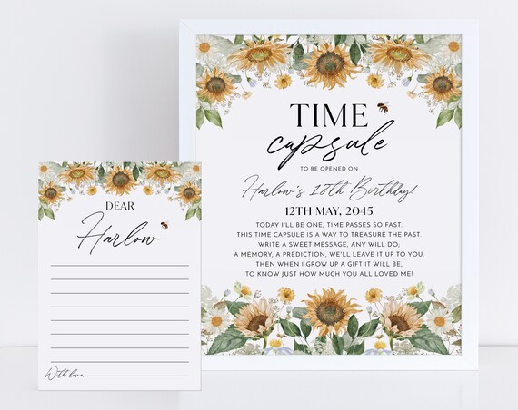 Bee Time Capsule Sunflower 1st Birthday Time Capsule Sign - Etsy