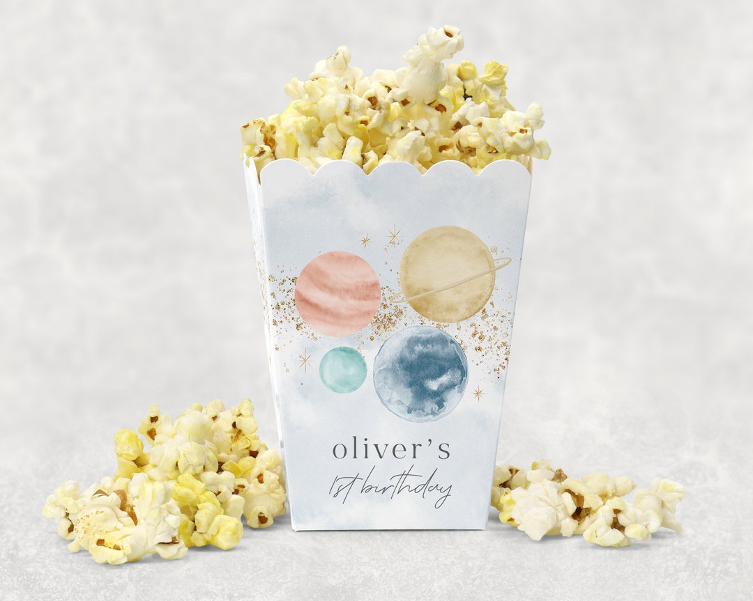 Printable Mini Popcorn Box, First Trip Around the Sun Popcorn Box ...