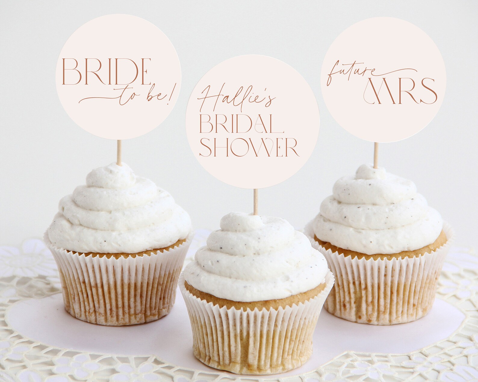 Neutral Cupcake Toppers Bridal Shower Cupcake Toppers - Etsy