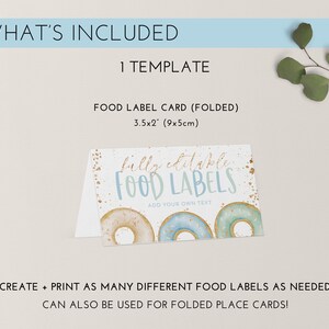 Donut Food Labels, Donut Birthday Food Label Card, Food Tent Card ...