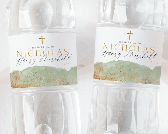 Baptism Water Bottle Label Christening Water Label Printable | Etsy