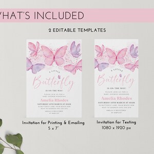 Butterfly Baby Shower Invitation, Pink Butterfly Invitation Template ...