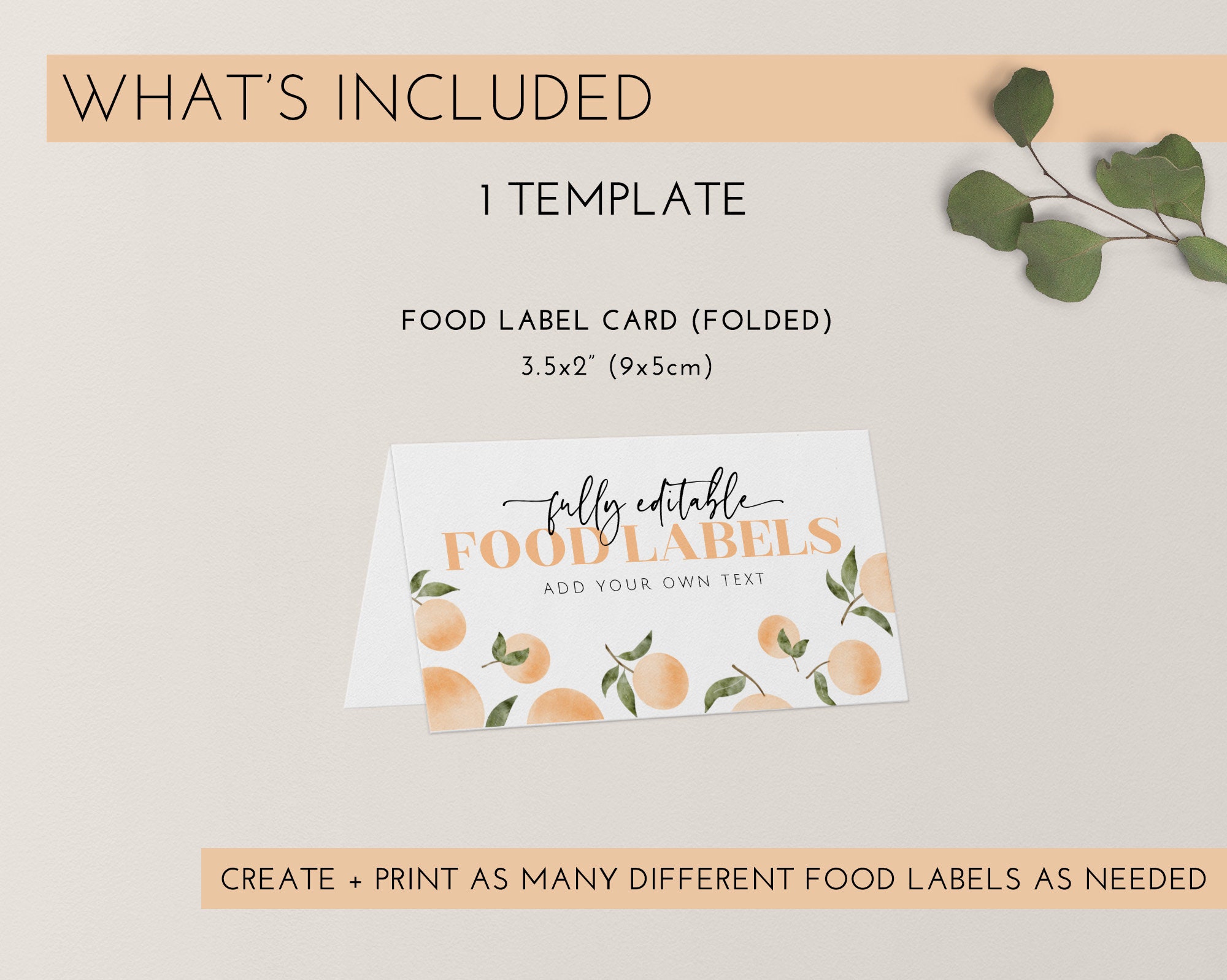 Orange Food Labels, Oranges Food Label Card, Food Tent Card, Birthday ...