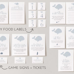 Whale Baby Shower Games, Editable Baby Shower Games, Printable Game ...
