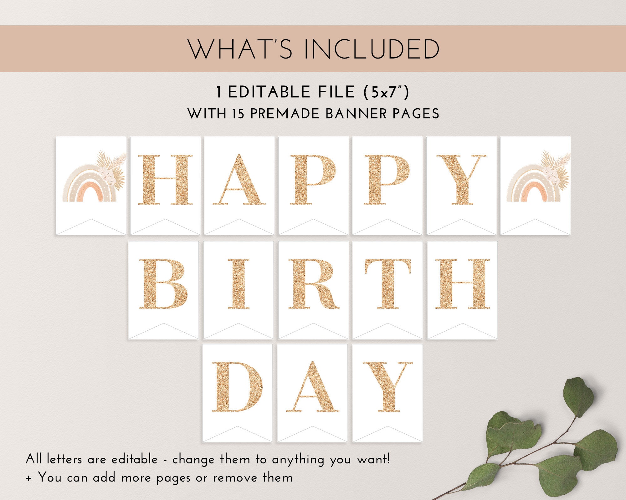Rainbow Birthday Banner Happy Birthday Banner Printable | Etsy