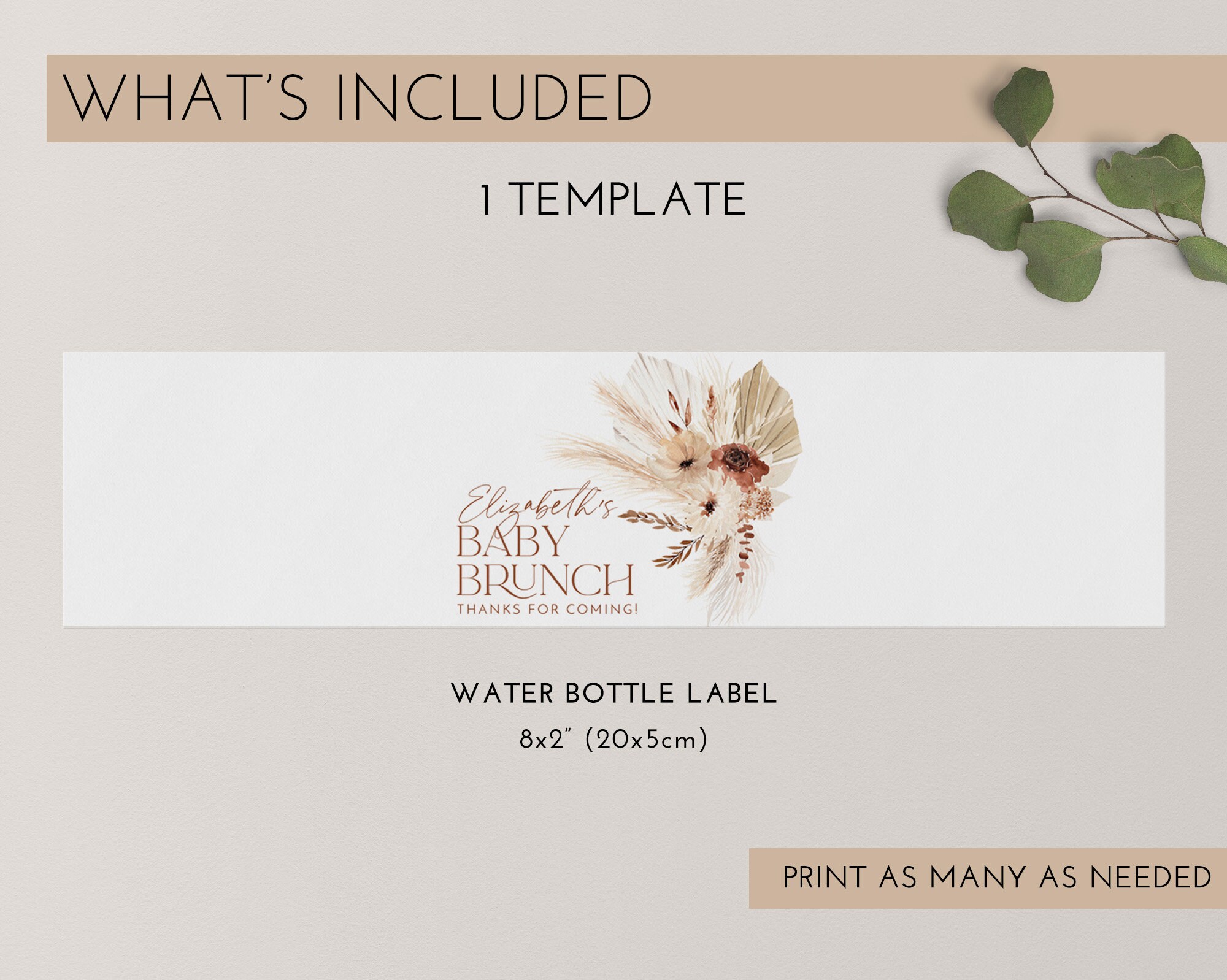 Boho Water Bottle Label Baby Shower Water Label Printable | Etsy