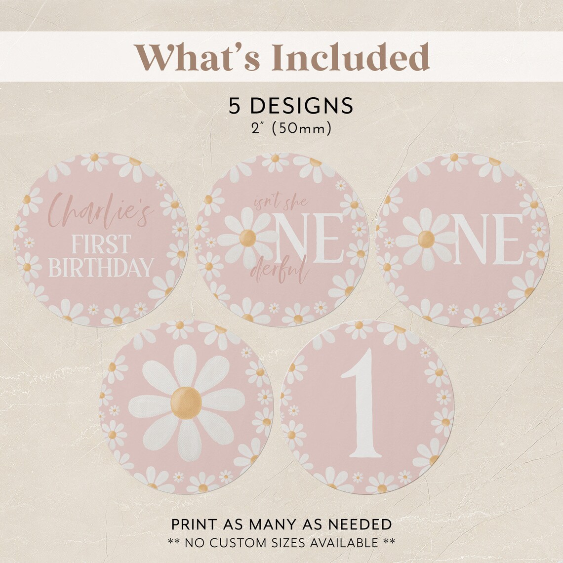 Daisy Cupcake Toppers Printable, Onederful Daisy 1st Birthday Toppers ...