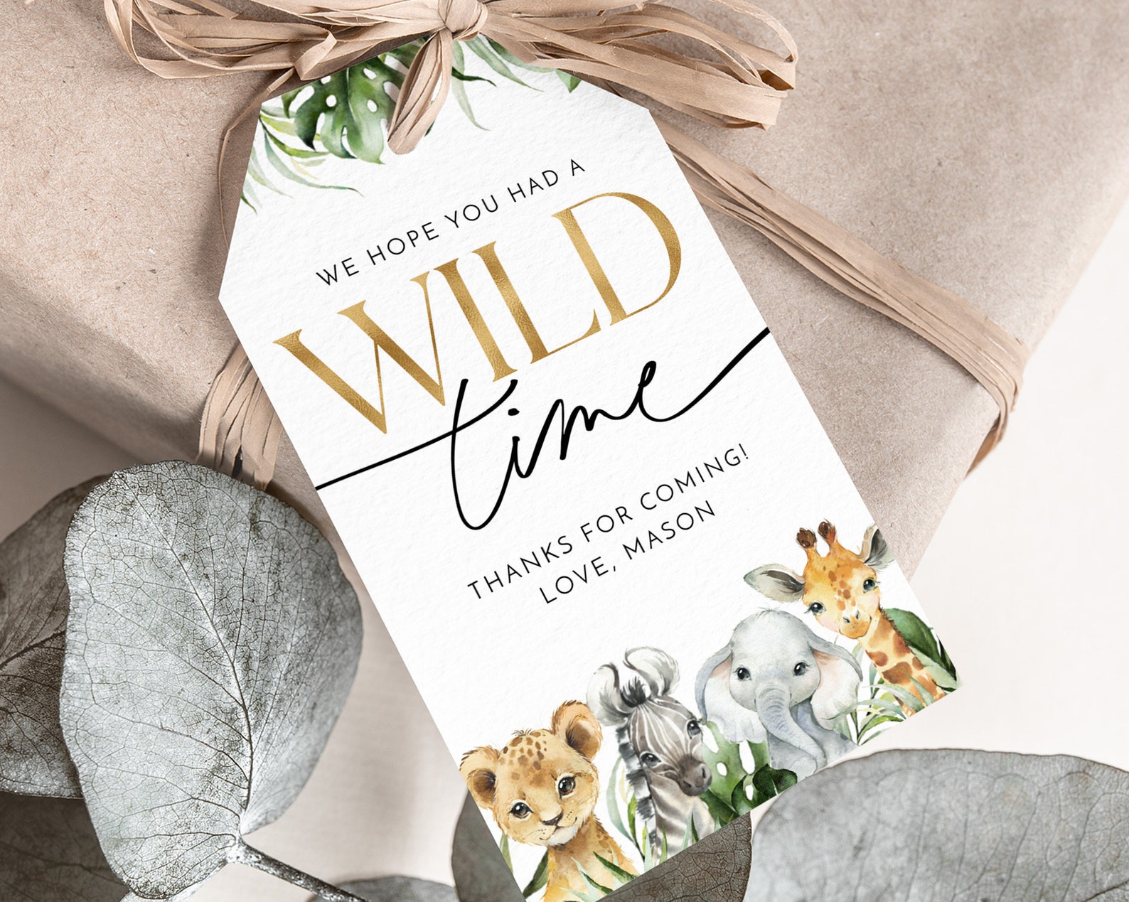 Wild One Favor Tags, Birthday Thank You Tags, Safari Birthday Favor Tag ...