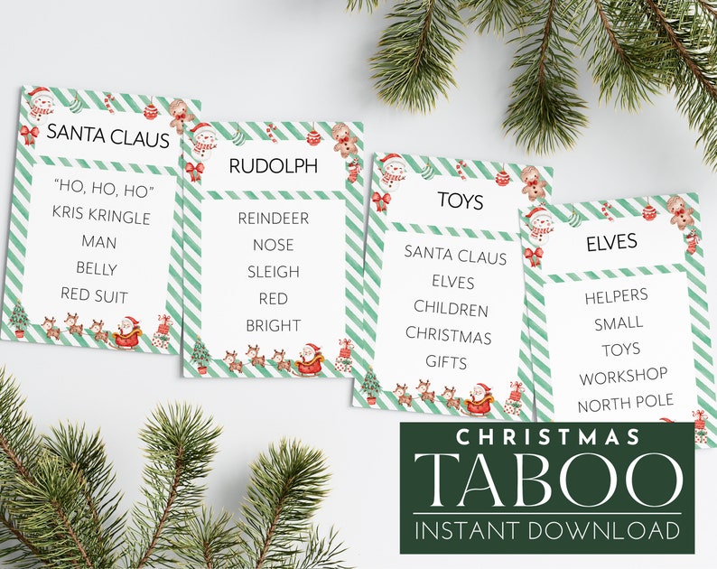 Christmas Taboo Game Printable Holiday Game Family Christmas - Etsy