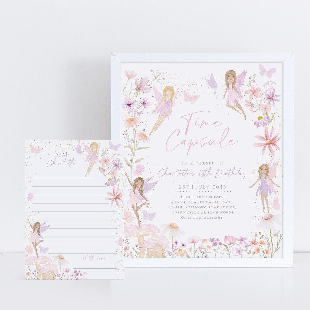 Fairy Time Capsule Sign, 1st Birthday Time Capsule Sign, Fairy Party ...