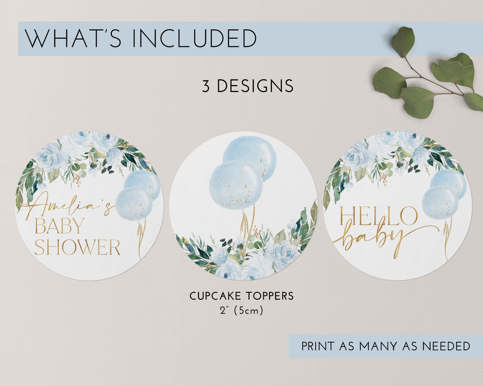 Cupcake Toppers Boy Blue Baby Shower Cupcake Toppers - Etsy
