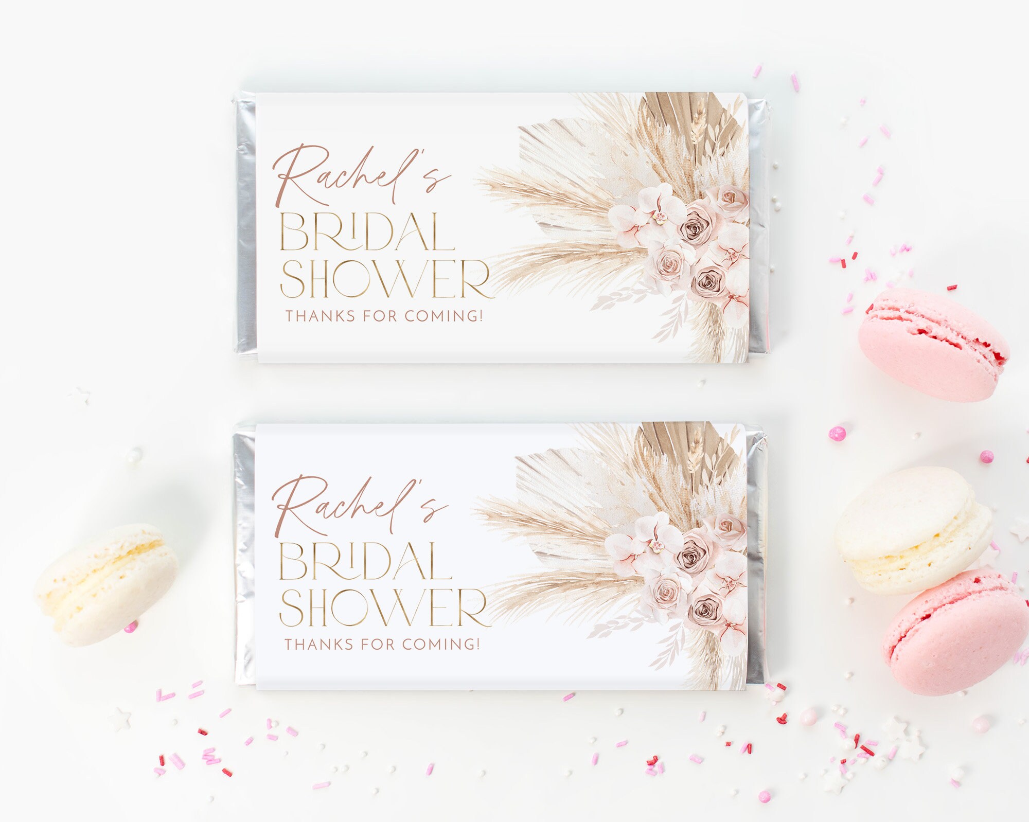 Pink Boho Chocolate Bar Wrapper Template Printable Candy Bar | Etsy