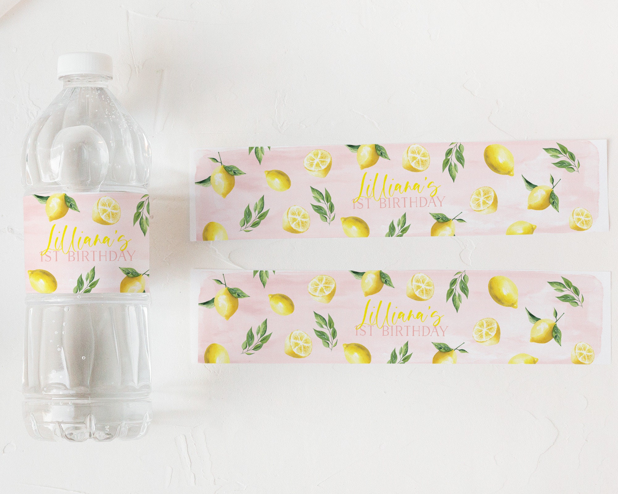 Lemon Water Bottle Labels Pink Lemonade Water Labels - Etsy