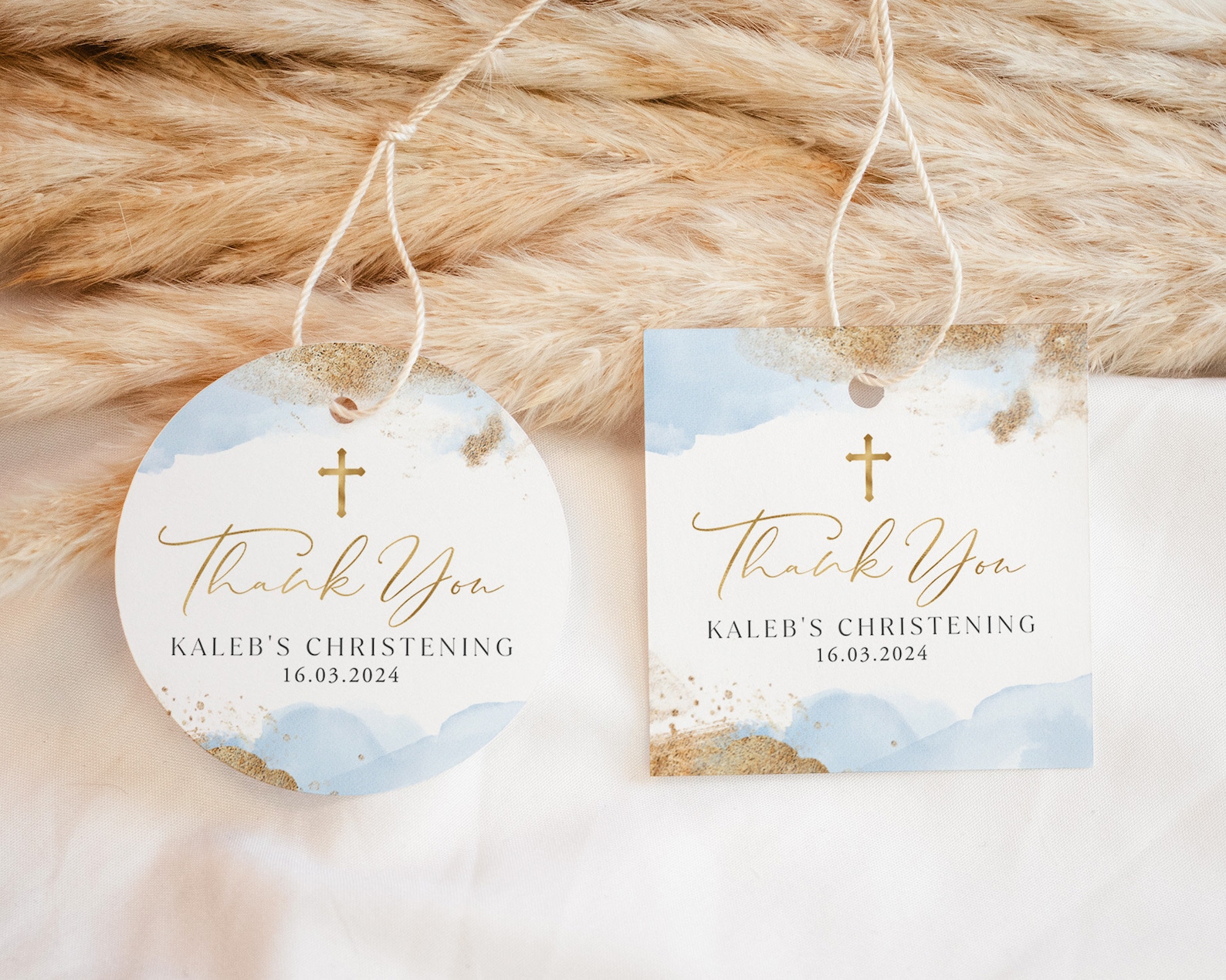 Baptism Favour Tags, Editable Tags, Christening Favor Tags, Blue and ...