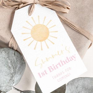 Sun Favor Tags, Sunshine 1st Birthday Thank You Tags, Sun 1st Birthday ...