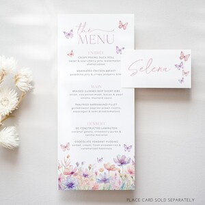 Butterfly Menu Template, Printable Baby Shower Menu, Wildflower and ...