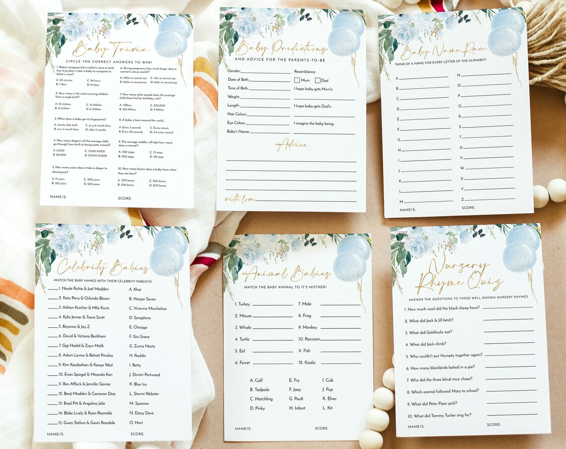 Baby Shower Games Boy Baby Shower Editable Games Printable - Etsy