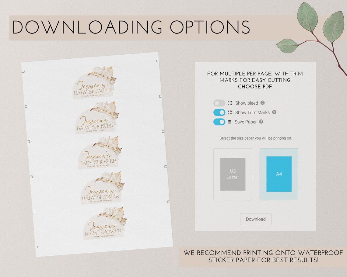 Boho Water Bottle Label Baby Shower Water Label Printable | Etsy