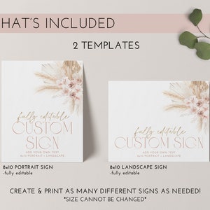 Boho Baby Shower Signs, Pink Baby Shower Editable Sign 8x10 Custom Sign ...