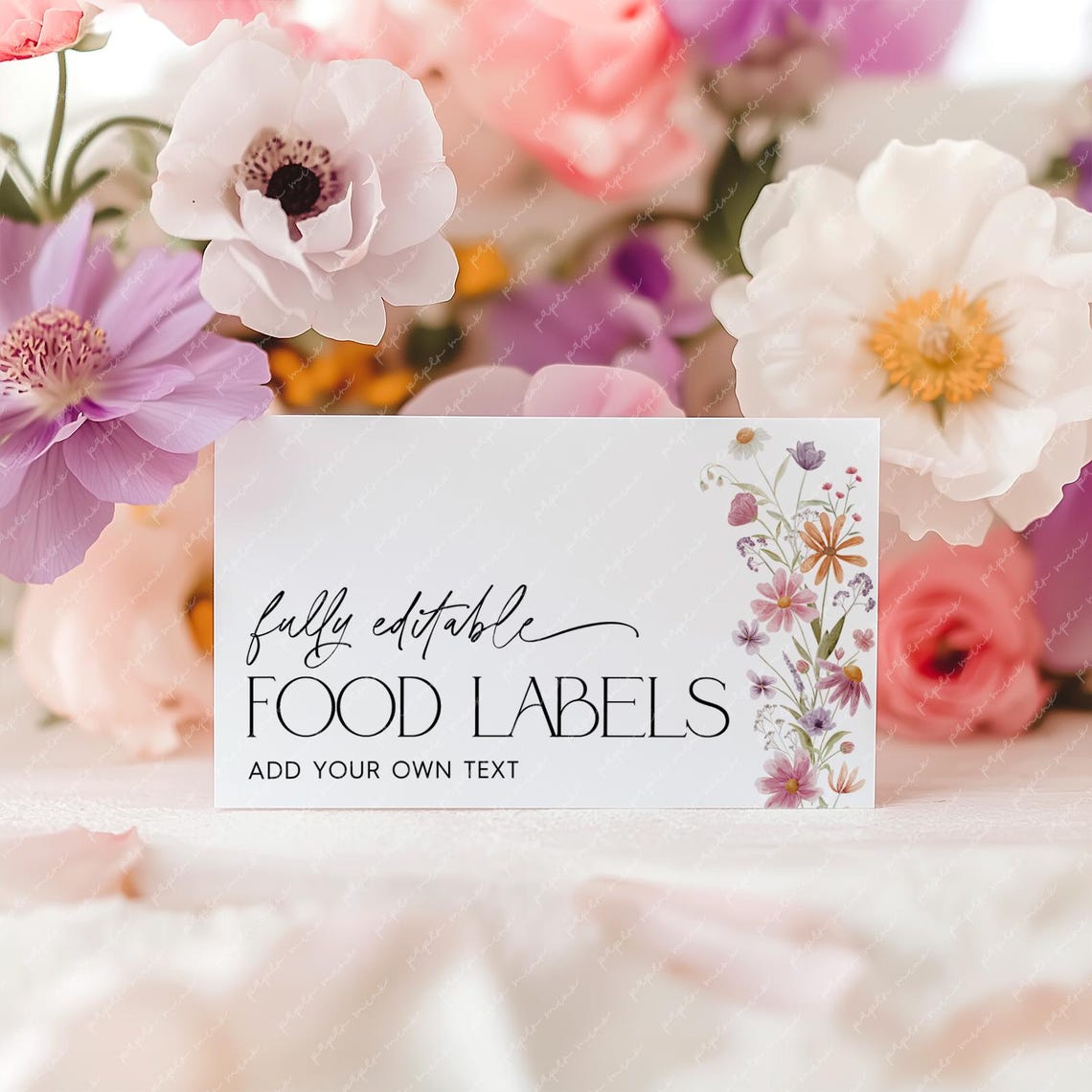 Wildflower Bridal Shower Food Labels, Food Label Card, Food Tent Cards ...