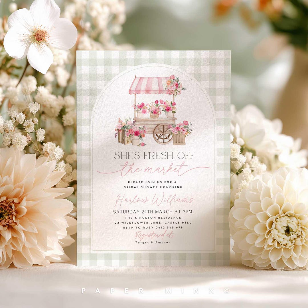 Fresh off the Market Bridal Shower Invite, Flower Market Invitation ...