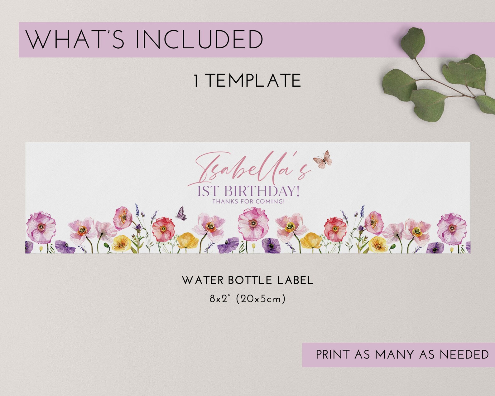 Wildflower Water Bottle Labels Wildflower Water Labels - Etsy