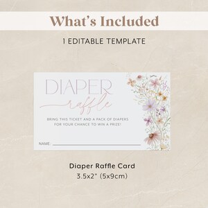 Wildflower Diaper Raffle Card, Baby in Bloom Shower Diaper Raffle Card ...