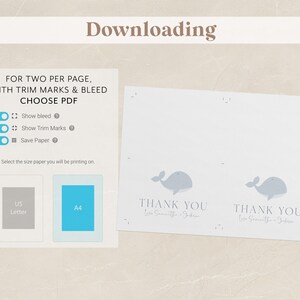 Whale Thank You Card Template, Printable Thank You Card, Whale Baby ...