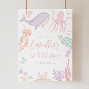 Under the Sea Welcome Sign Printable, Oneder the Sea 1st Birthday ...