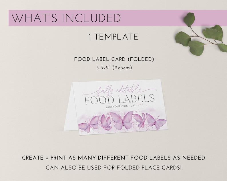 Editable Food Labels Butterfly Food Label Card 1st Birthday - Etsy