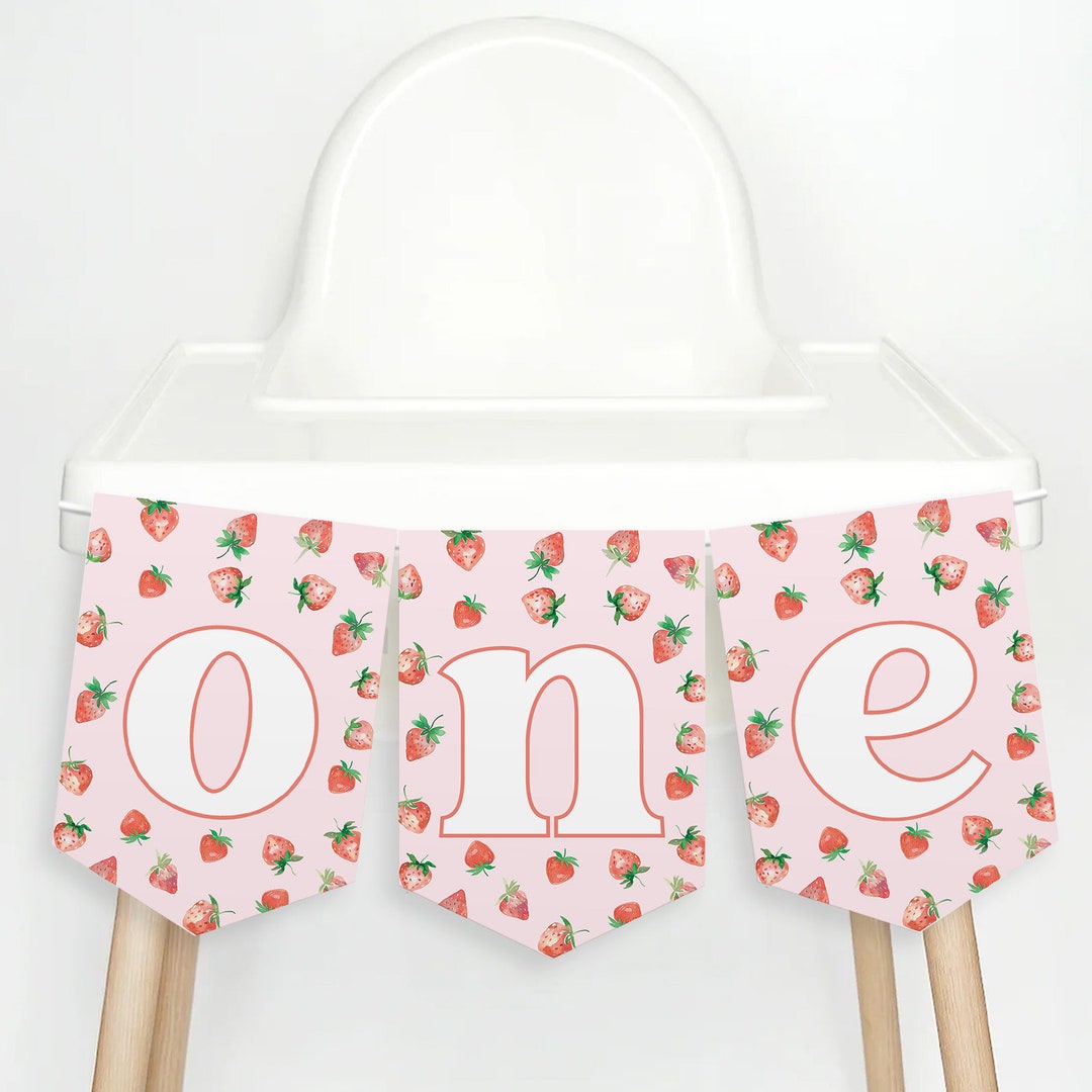 Berry High Chair Banner Printable, 1st Birthday Banner for High Chair ...