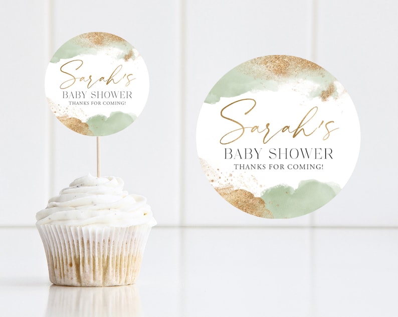 Cupcake Toppers Baby Shower Cupcake Toppers Printable Green - Etsy