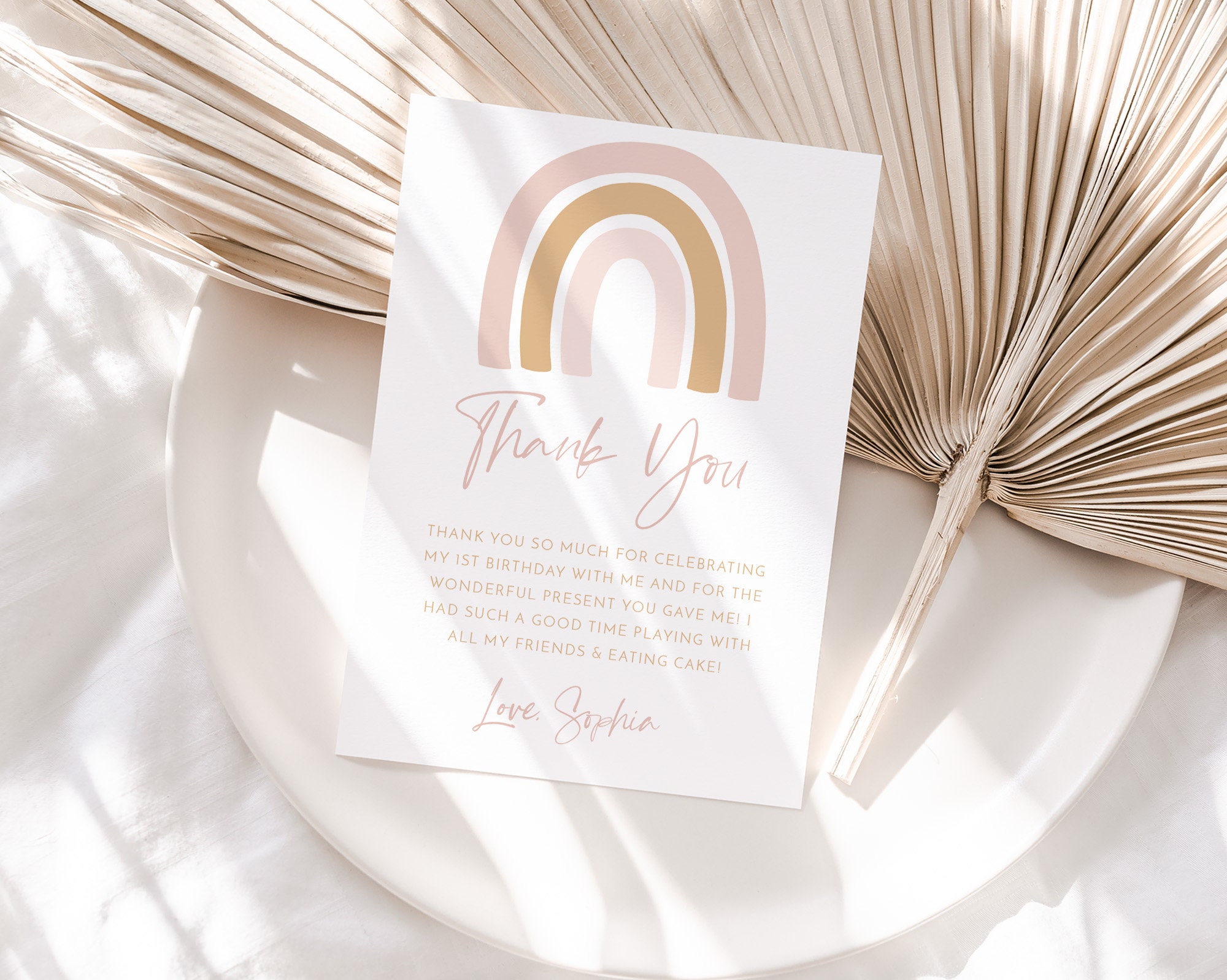 Rainbow Thank You Card Template Printable Thank You Card | Etsy
