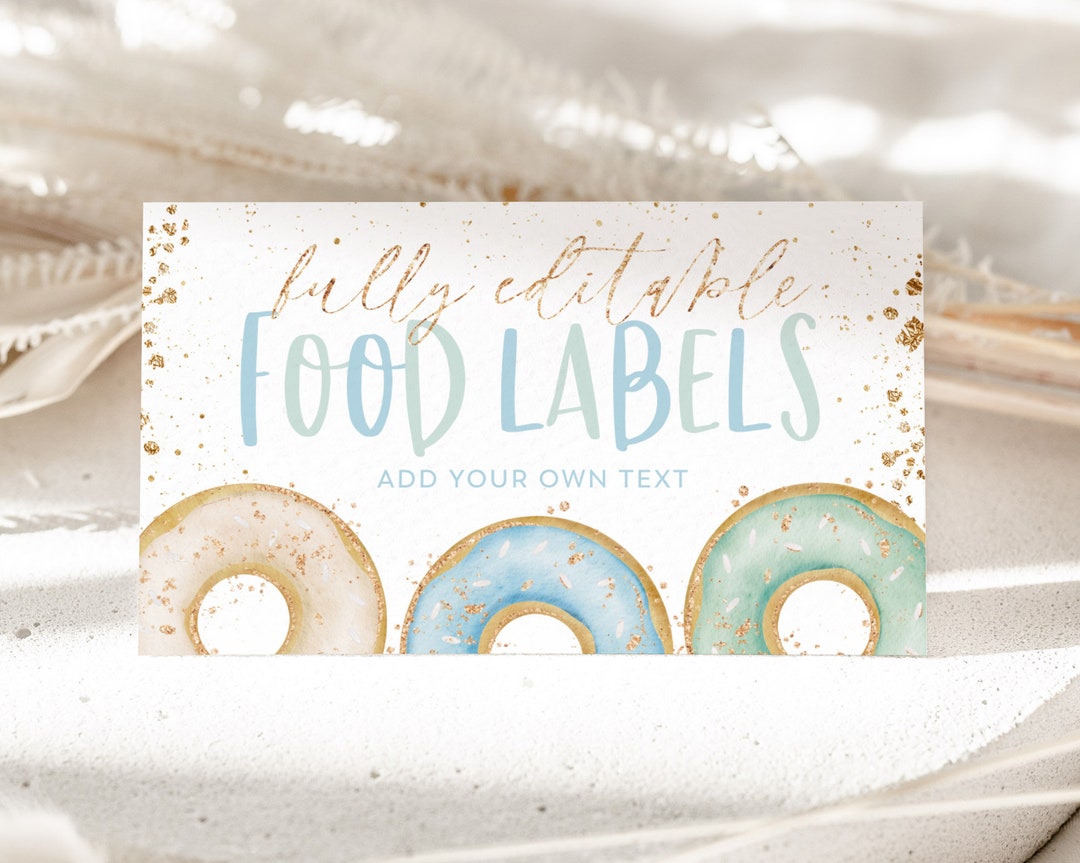 Donut Food Labels, Donut Birthday Food Label Card, Food Tent Card ...