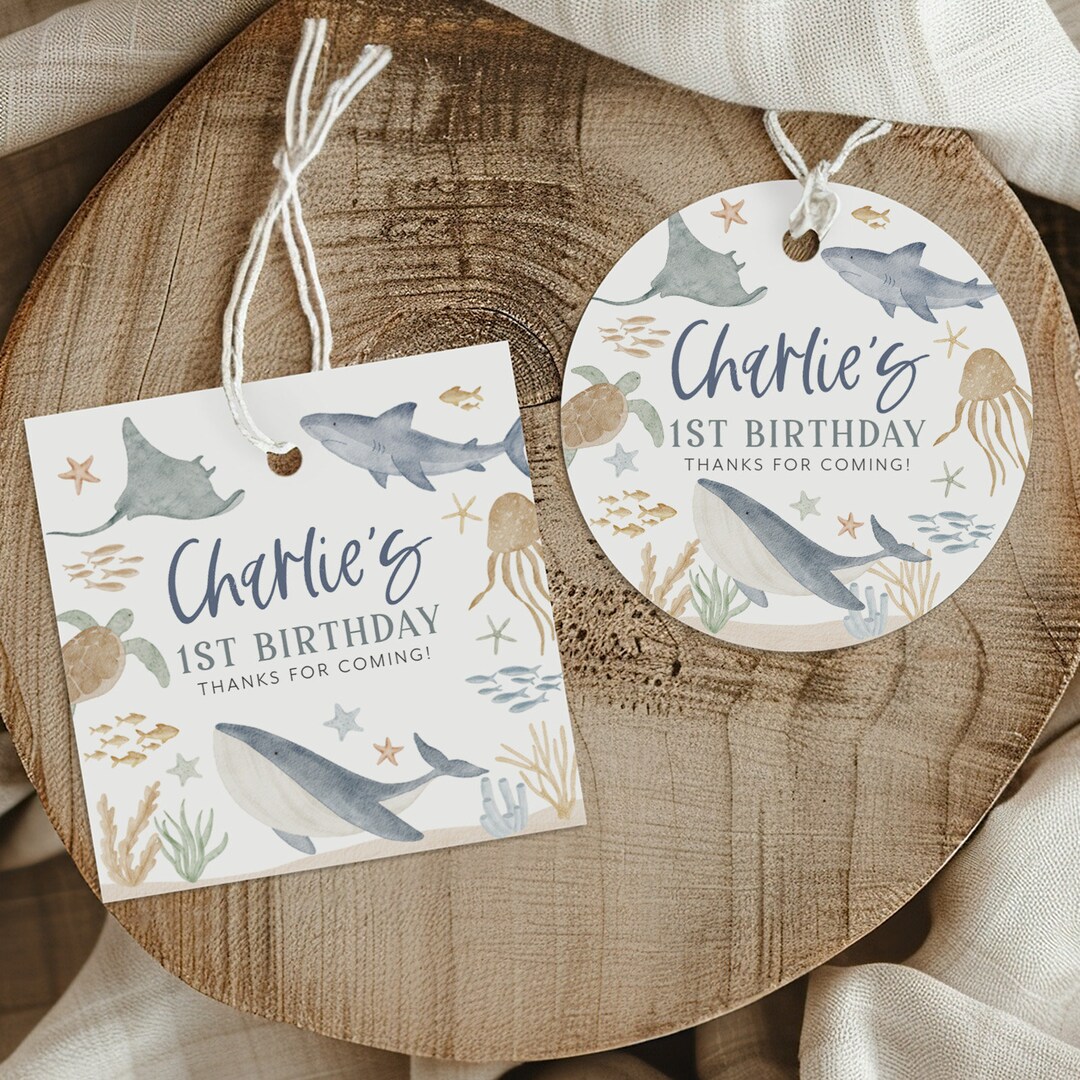 Printable Under the Sea Favor Tags, Oneder the Sea 1st Birthday Tags ...