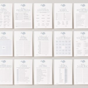 Whale Baby Shower Games, Editable Baby Shower Games, Printable Game ...