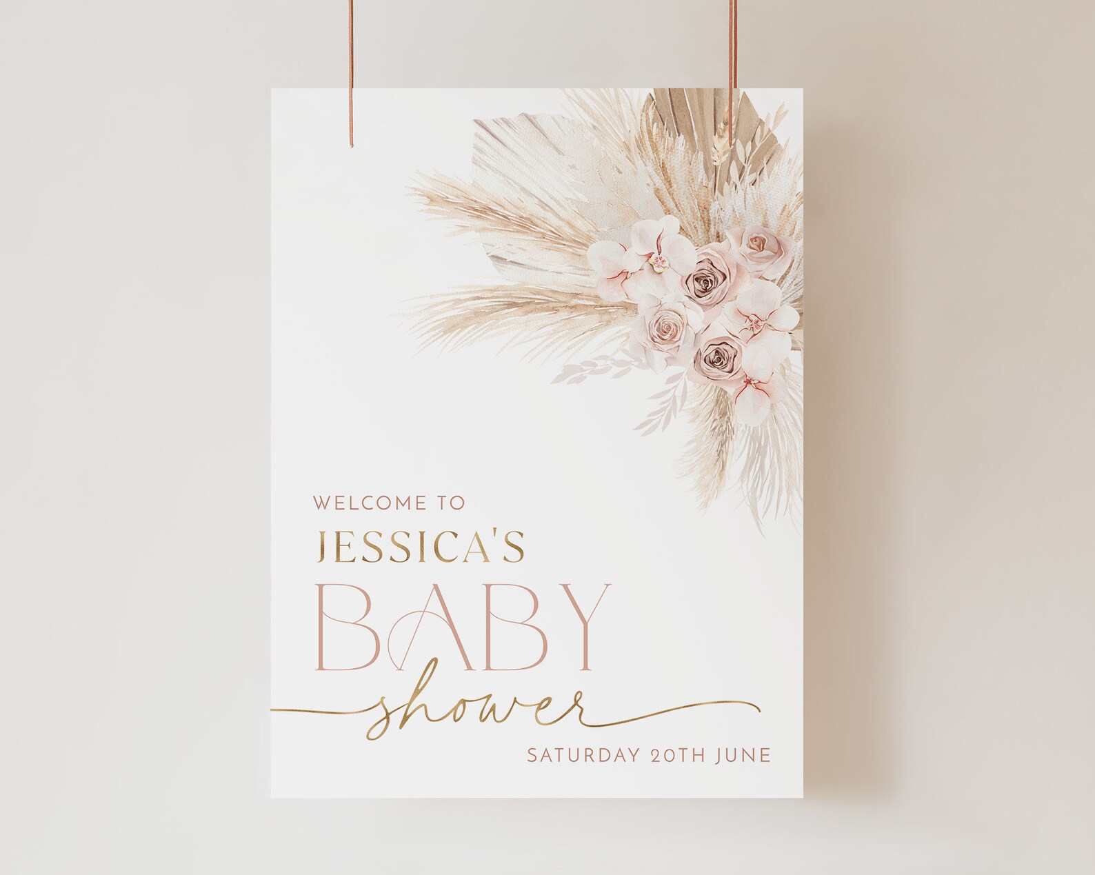 Boho Welcome Sign Printable, Baby Shower Welcome Sign, Pink Boho Baby ...