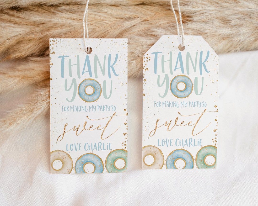 Donut Favor Tags, Donut Party Thank You Tags, Donut Party 1st Birthday ...