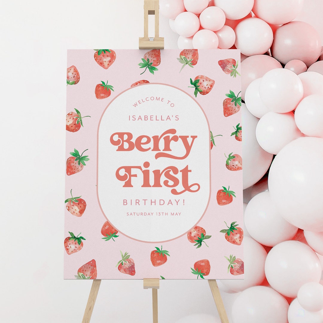 Berry First Birthday Welcome Sign, 1st Birthday Welcome Sign, 1st ...