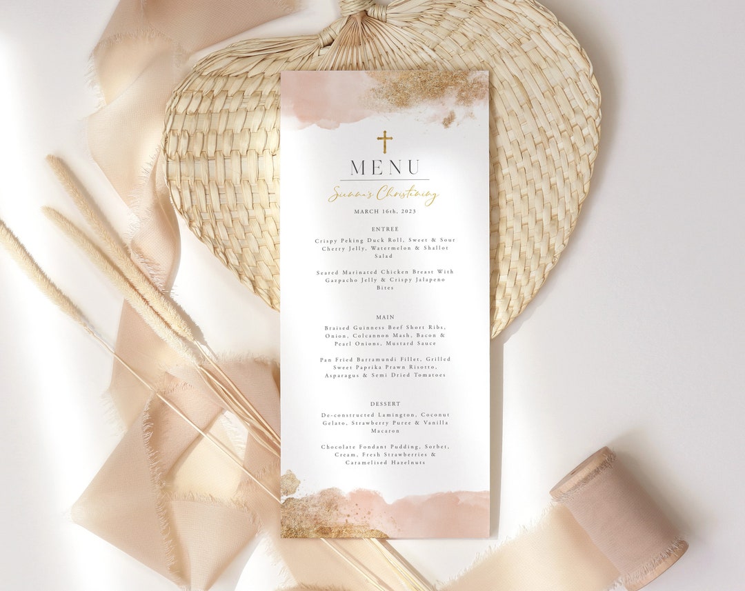 Christening Menu Template, Printable, Baptism Menu Template, Printable ...